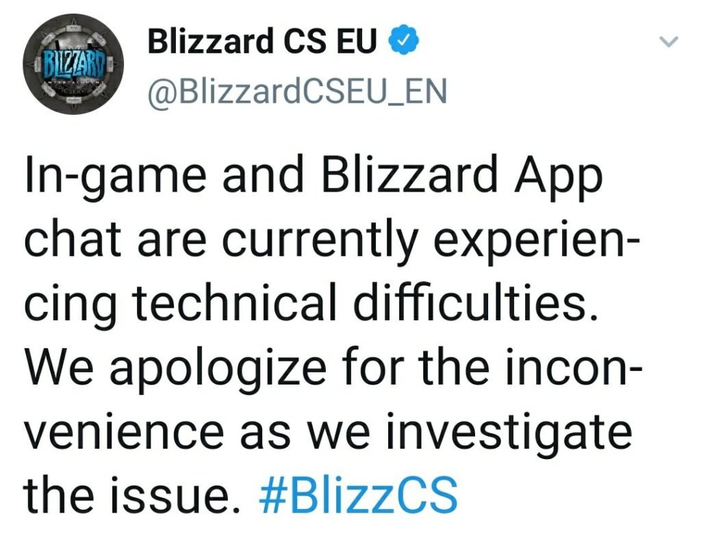 Blizzard App Chat & in-game chat not working issues officially ...