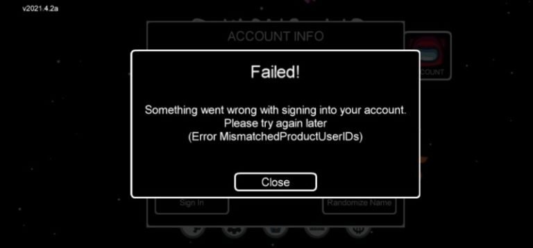 Fix Among Us Error MismatchedProductUserIDs by this method - DigiStatement